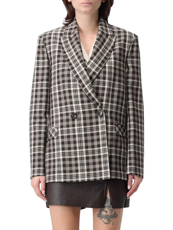 HANITA Plaid Double-breasted Jacket - Dark