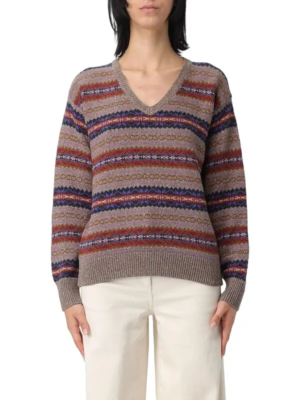 Ralph Lauren Striped V-neck Sweater - Beige