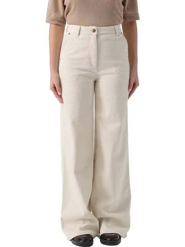 Agnona Wide Leg Jeans - Ecru