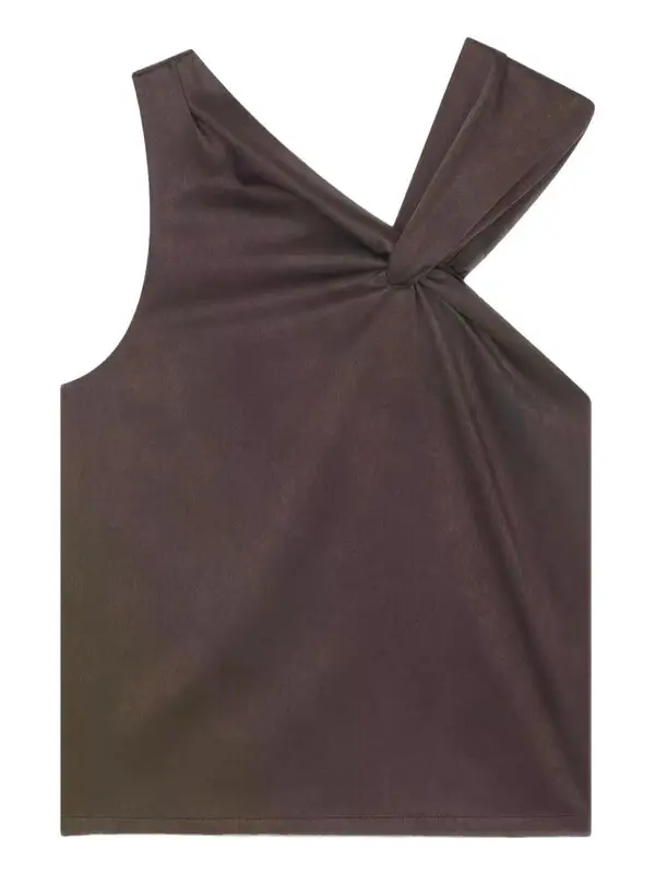 AERON Asymmetrical-neck Top - Brown