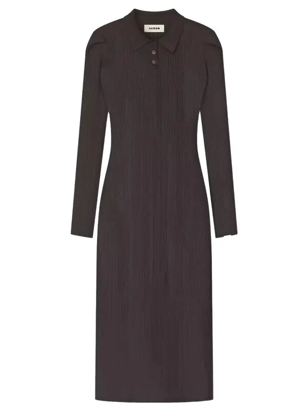 AERON Rib-knit Polo-neck Midi Dress - Brown