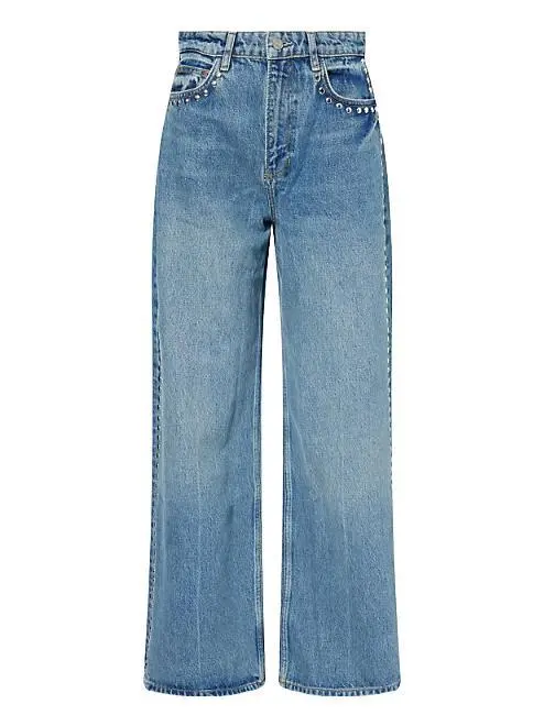 REFORMATION Cary Slouchy Wide-leg Denim Jeans - Chesapeake Studded