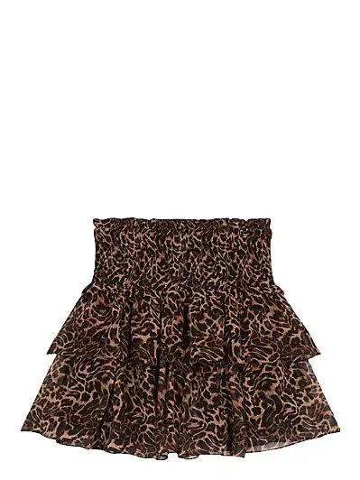 The Kooples Printed Ruffled Mini Skirt - Leopard