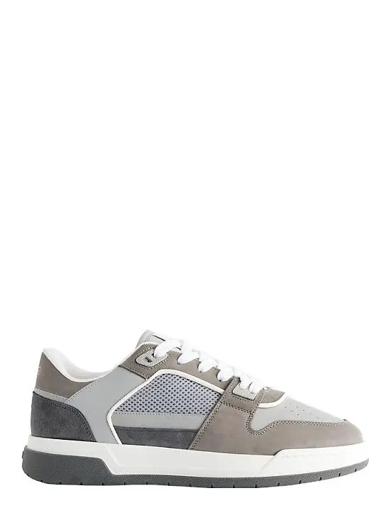 ARNE Suede, Leather And Mesh Low-top Trainers - Grey Mid
