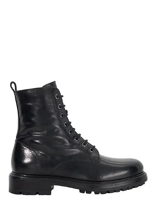 DUNE Patley Leather Ankle Boots - Black Leather