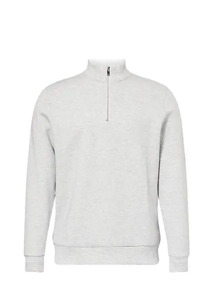 ARNE Half-zip Relaxed-fit Cotton-jersey Top - Marl Grey