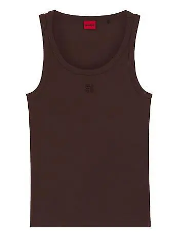 Hugo Brand-embroidered Slim-fit Stretch Cotton-blend Tank Top - Dark Brown