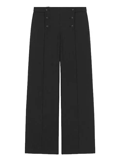 The Kooples Button-embellished High-rise Trousers - Black