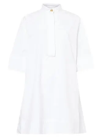 Givenchy Short-sleeve Cotton-poplin Mini Shirt Dress - White