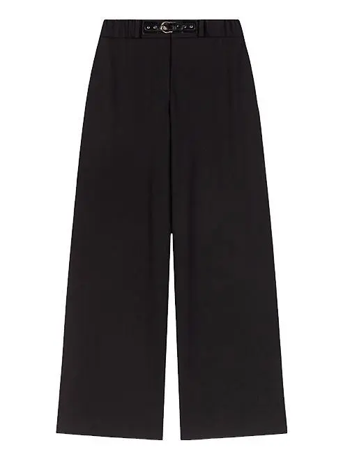 Maje Wide-leg Mid-rise Trousers - Black