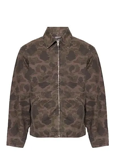 Carhartt Work In Progress Duck Detroit Camo-print Denim Jacket - Camo Green / Porphyry