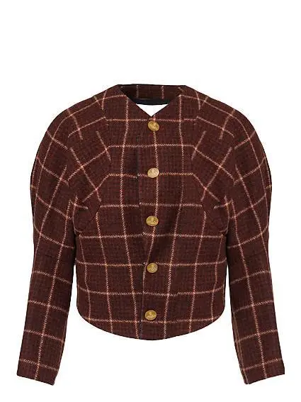 VIVIENNE WESTWOOD Pourpoint Checked Wool Jacket - Brown