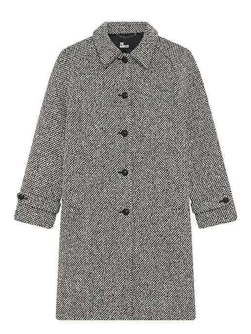 The Kooples Tweed Wool-blend Coat - Blanc / Bleu