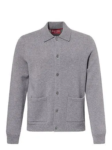 Gucci Patch-pocket Wool-cashmere Blend Cardigan - Cool Iron