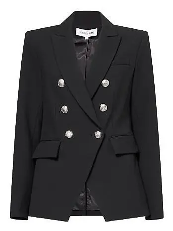 Veronica Beard Miller Dickey Double-breasted Woven Blazer - Black