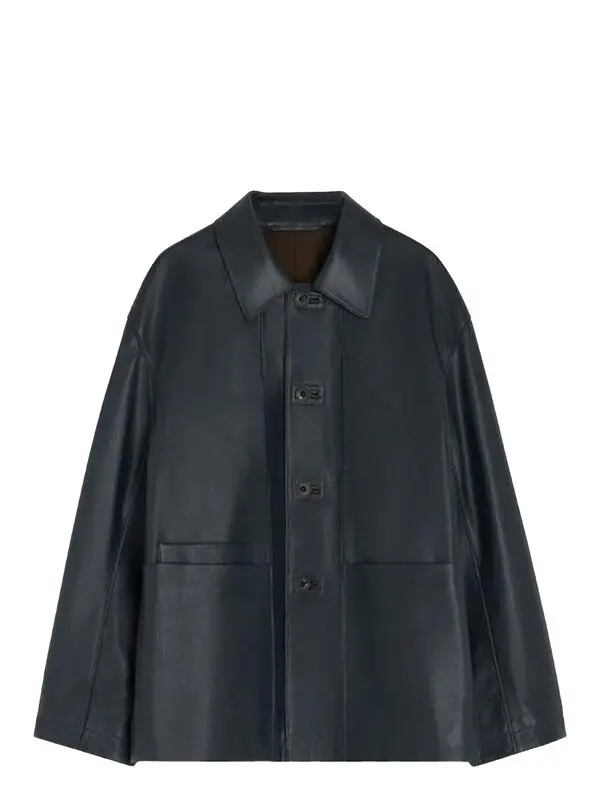 LEMAIRE Leather Workwear Jacket - Black