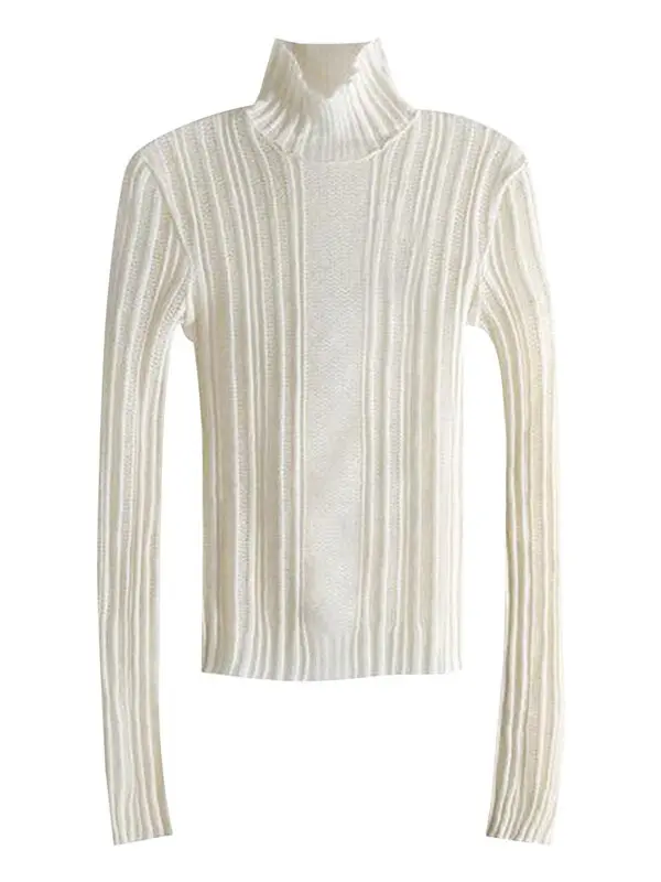 ANN DEMEULEMEESTER Aamu Irregular Ribbed Turtleneck - White