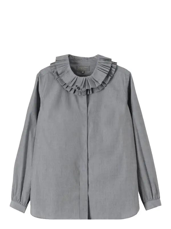 MARGARET HOWELL Double Ruffle Collar Shirt - Grey