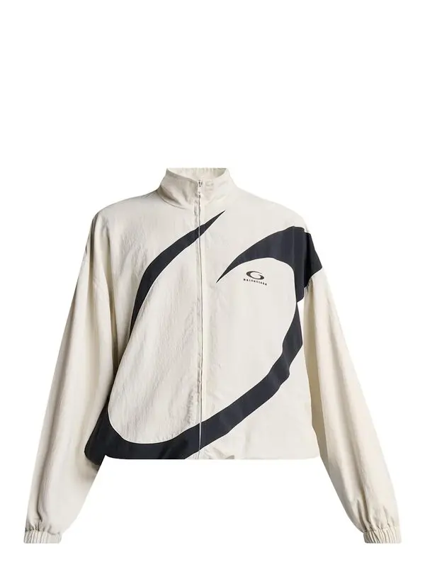 Balenciaga Nylon Track Jacket With Circle Logo - Bianco