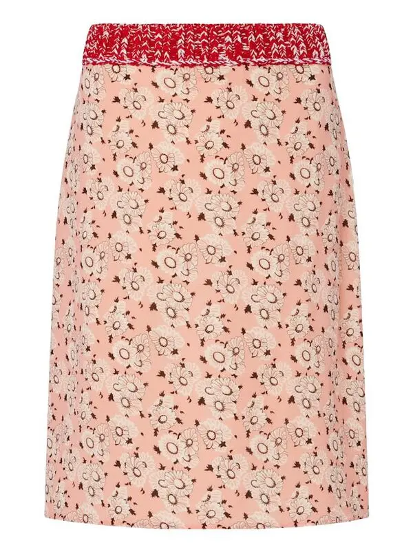Prada Floral Silk-blend Pencil Skirt - Pink