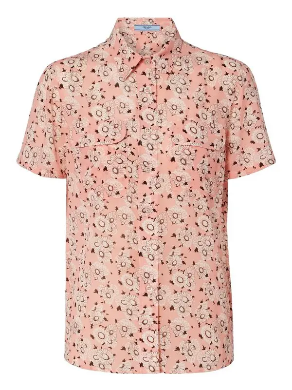 Prada Floral Silk-blend Shirt - Pink