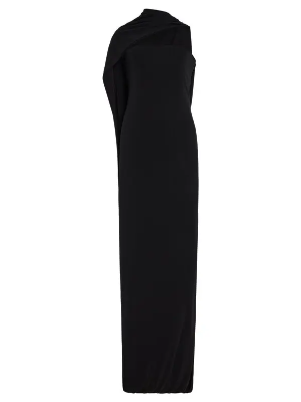 Cult Gaia Corsica Draped Cape Jersey Maxi Dress - Black