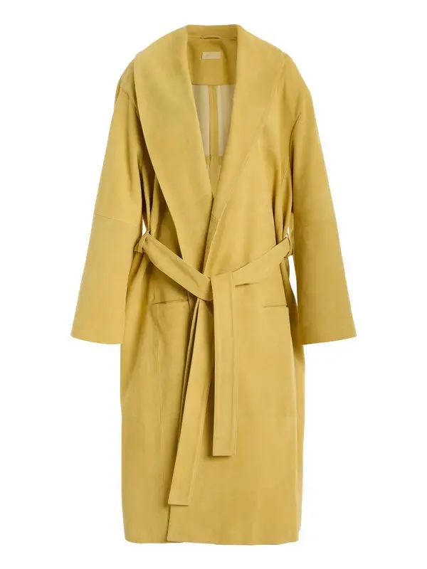 Simkhai Enola Lambskin-cotton Suede Trench Coat - Yellow