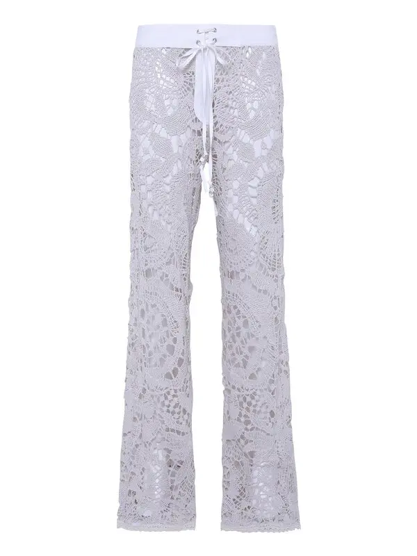 SIEDRES Leane Crocheted Lace Straight-leg Pants - Off-white