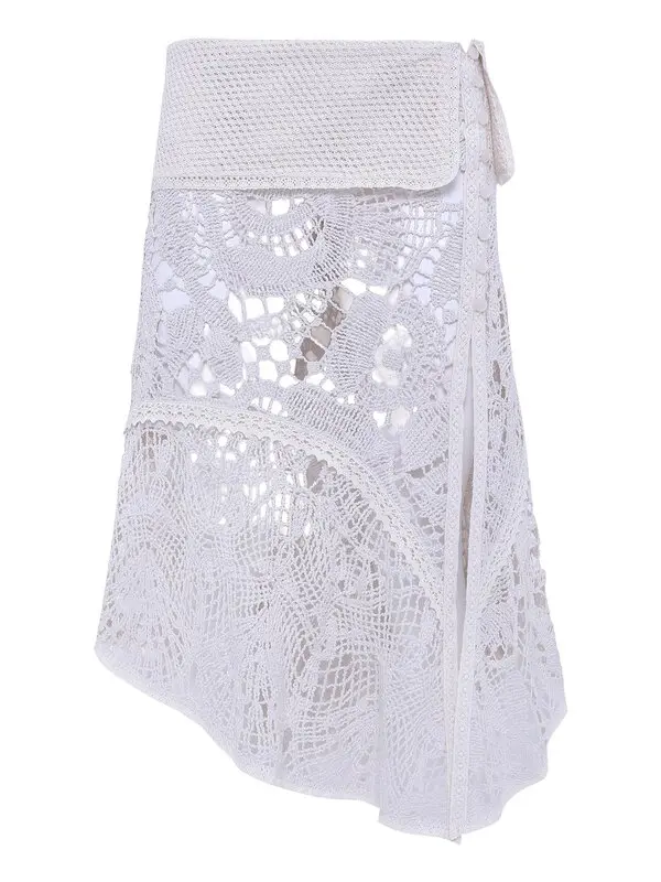SIEDRES Crocheted Lace Midi Skirt - Off-white