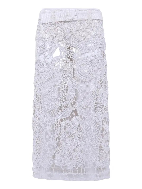 SIEDRES Wells Crocheted Lace Midi Skirt - Off-white