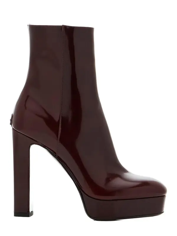 JIMMY CHOO Marene Platform Leather Ankle Boots - Brown