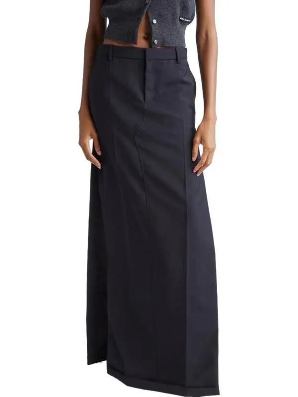 Alexander Wang Wool & Mohair Tailored Maxi Skirt - Black