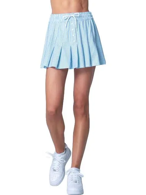 Lucky In Love Striped Pleated Skirt - Periwinkle