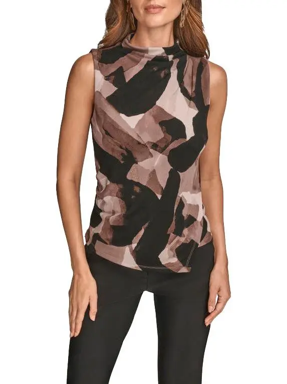 Donna Karan New York Printed Mock Neck Sleeveless Top - Nolita Multi