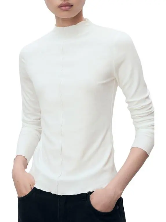 Mango Mock Neck Knit Top - White