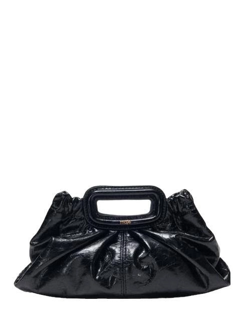 Maje Milpli Mini Crackled Leather Clutch - Black