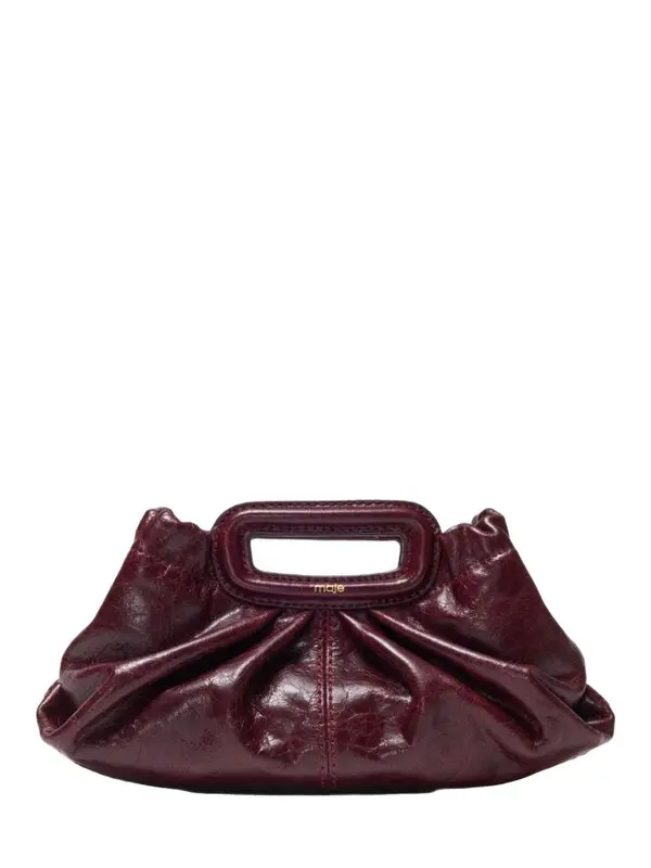 Maje Crackled Leather Milpli Mini Clutch - Burgundy