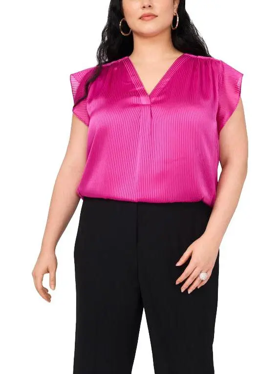 Vince Camuto Satin Pinstripe Chiffon Top - Bloomberry
