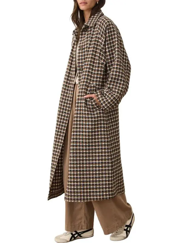 Marine Layer Hayes Houndstooth Trench Coat - Neutral Herringbone