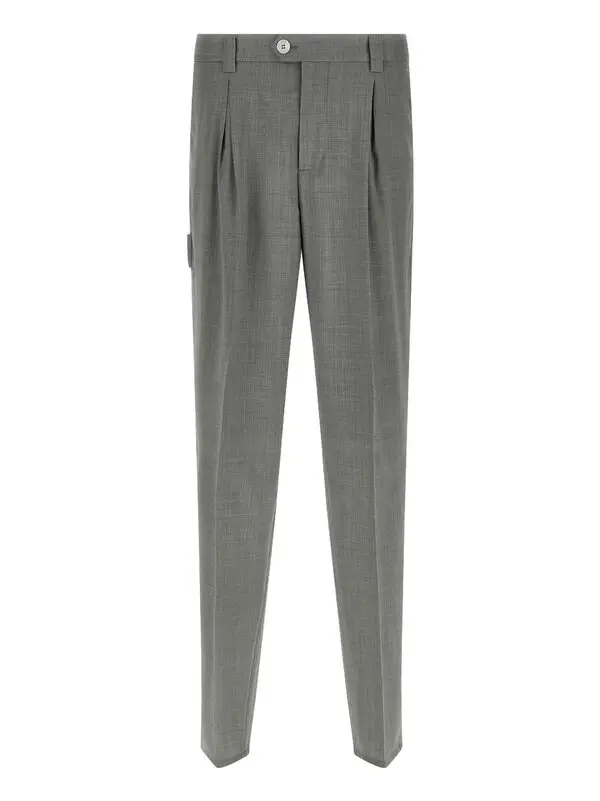 Brunello Cucinelli Mélange Virgin Wool Trousers - Gray