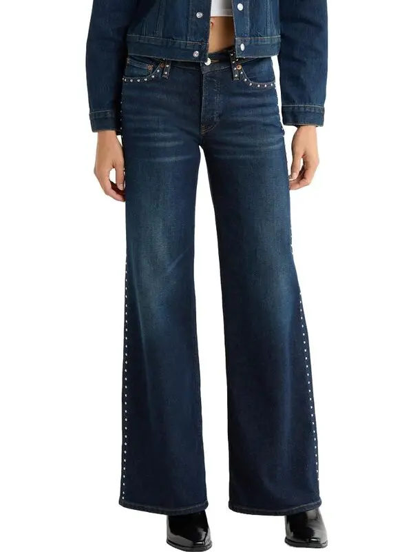 RE/DONE Studded Wide-leg Jeans - Barely Western Stud