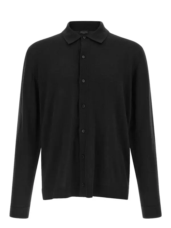 ROBERTO COLLINA Merino Wool Cardigan - Black