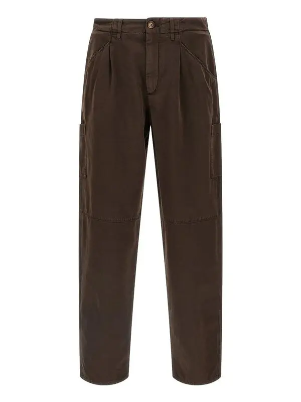 Brunello Cucinelli Ergonomic Twisted Cotton Gabardine Trousers - Brown