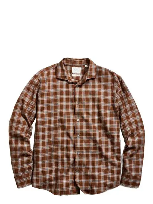 Billy Reid Standard Fit Windowpane Check Cotton Flannel Button-up Shirt - Brown Multi