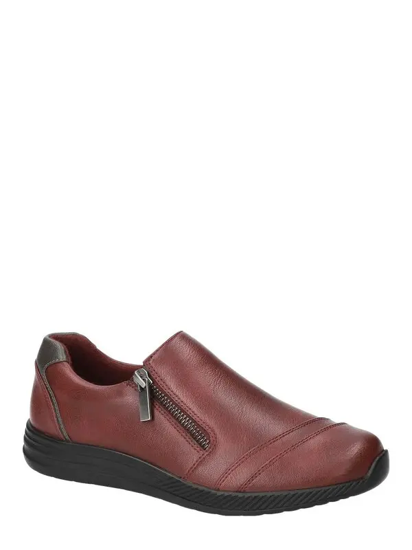 EASY WORKS BY EASY STREET Karol Zip Up Sneakers - Burgundy/grey