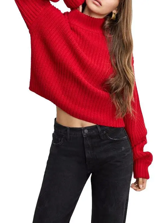 Good American Oversized Mock Neck Sweater - Chili001