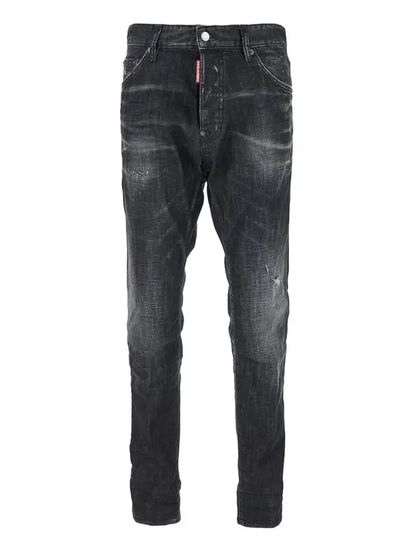 Dsquared2 Denim Jeans With Belt Loops And Faded Effect - Black