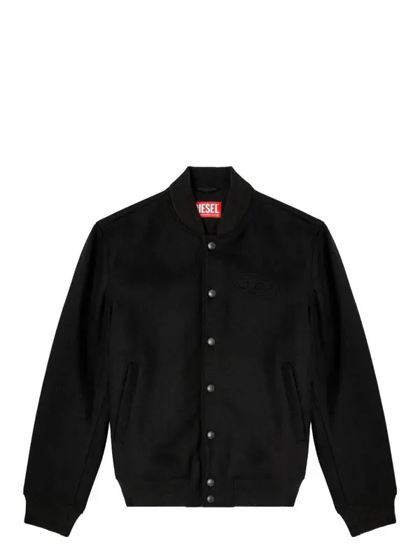 Diesel Bomber Jacket With Embroidered Logo - Black
