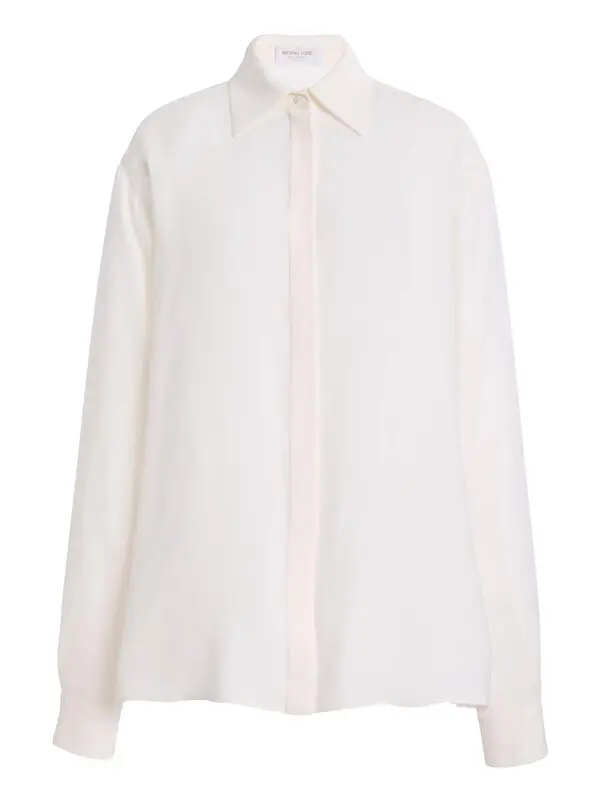 Michael Kors Silk-georgette Button-down Shirt - White