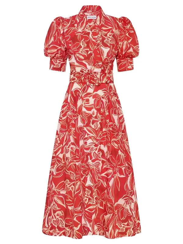 Rebecca Vallance Alloure Floral Print Midi Dress - Red
